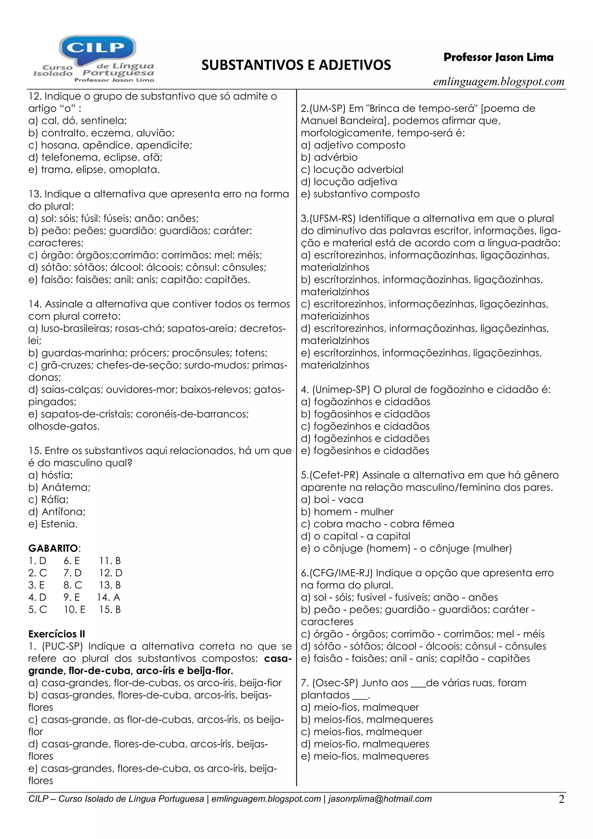 Tales - substantivos e adjetivos - professor Jason Lima | PDF