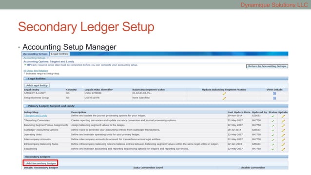 Secondary Ledger implementation in Oracle R12 | PPTX
