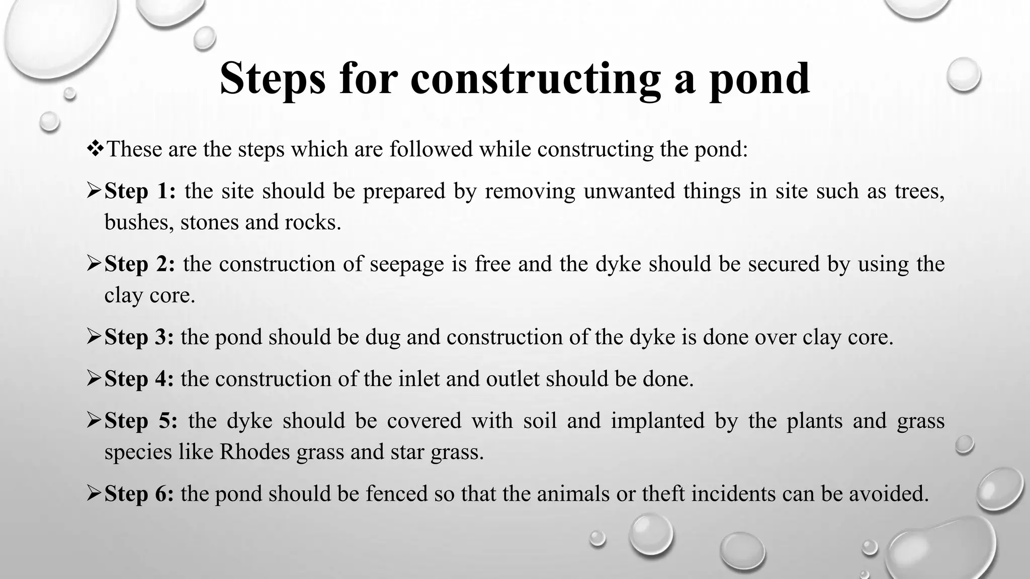Pond Design And Construction System In An Aqua Farm. | PPTX