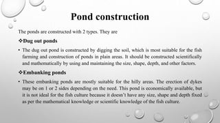 Pond Design And Construction System In An Aqua Farm. | PPTX