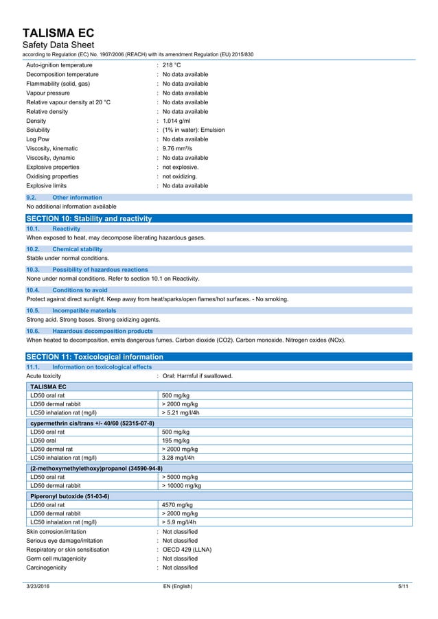 Talisma ec msds | PDF