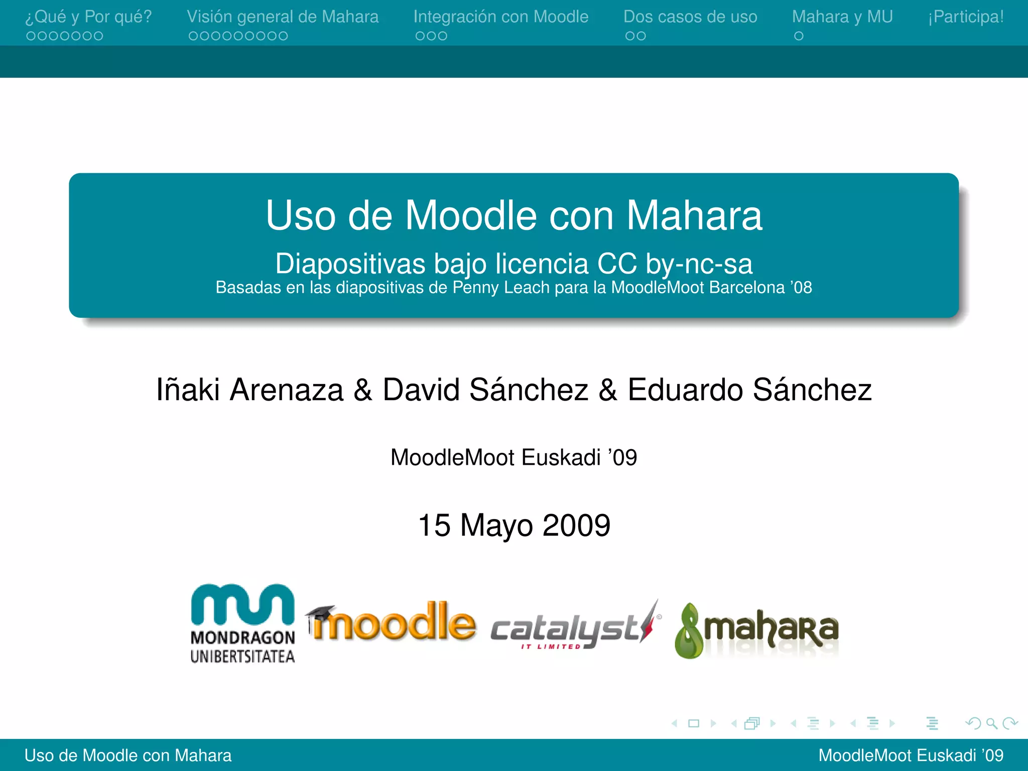 Uso de Mahara con Moodle | PPT