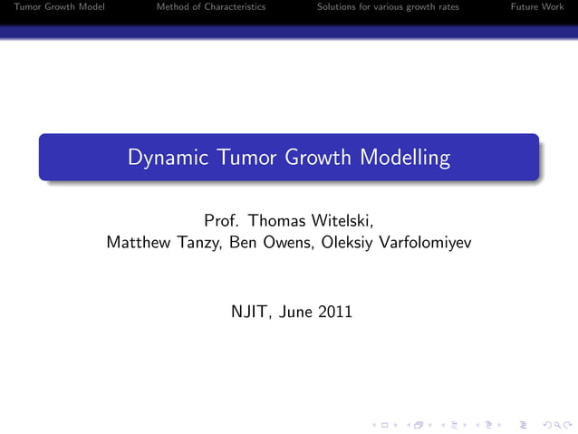Dynamic Tumor Growth Modelling | PPT