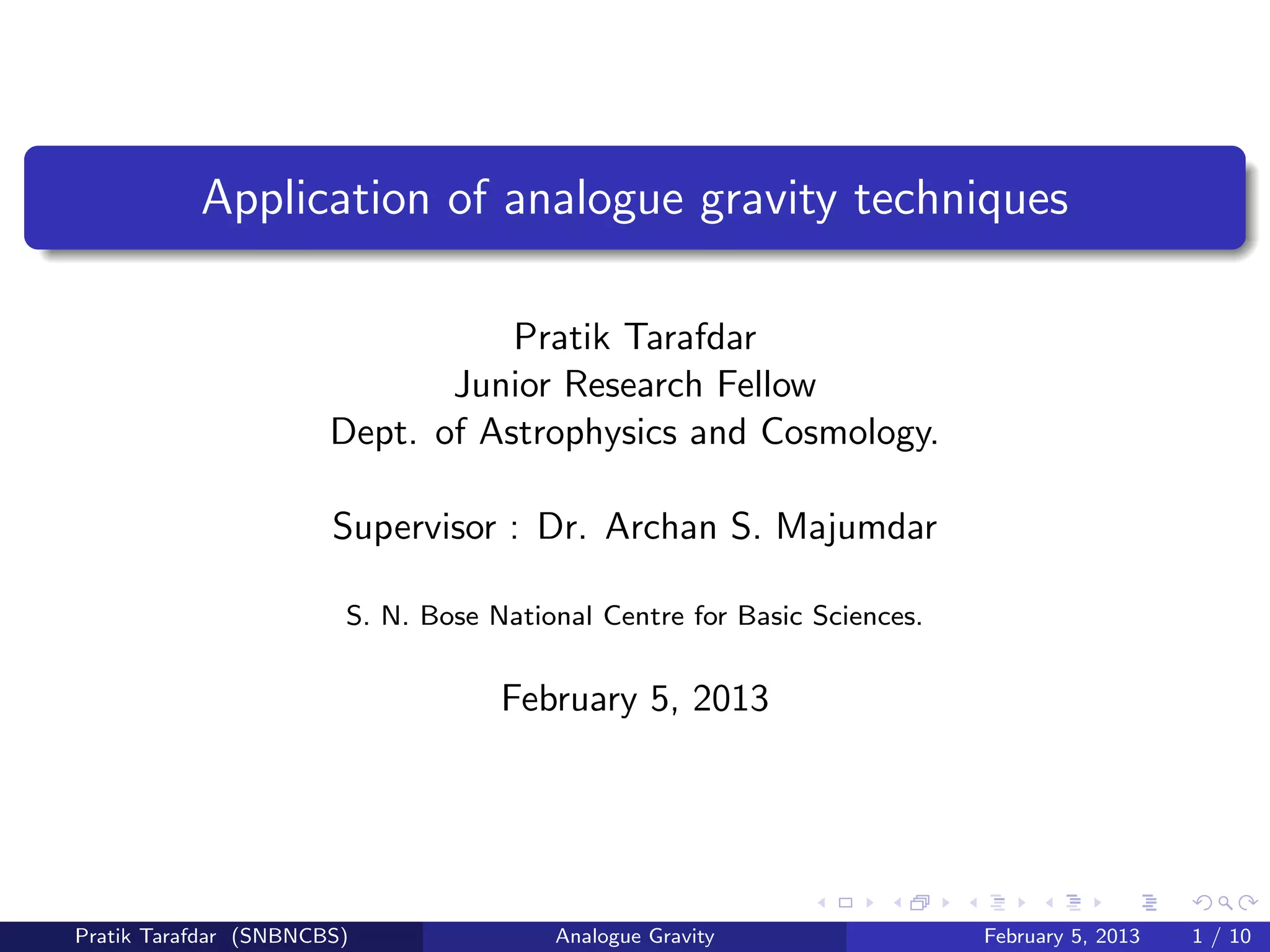 Applications of Analogue Gravity Techniques | PPT