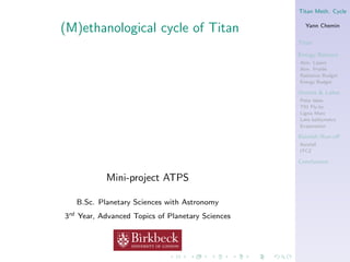 Methanological Cycle on Titan | PPT