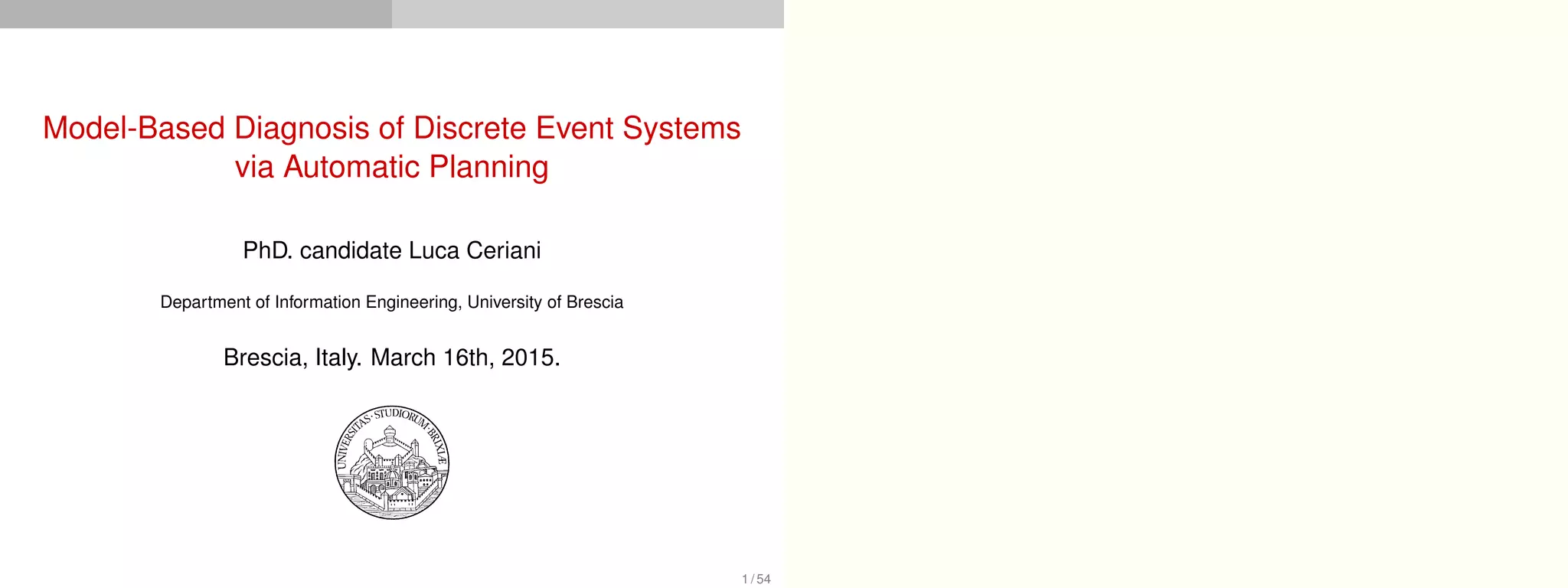 Model-Based Diagnosis of Discrete Event Systems via Automatic Planning | PDF
