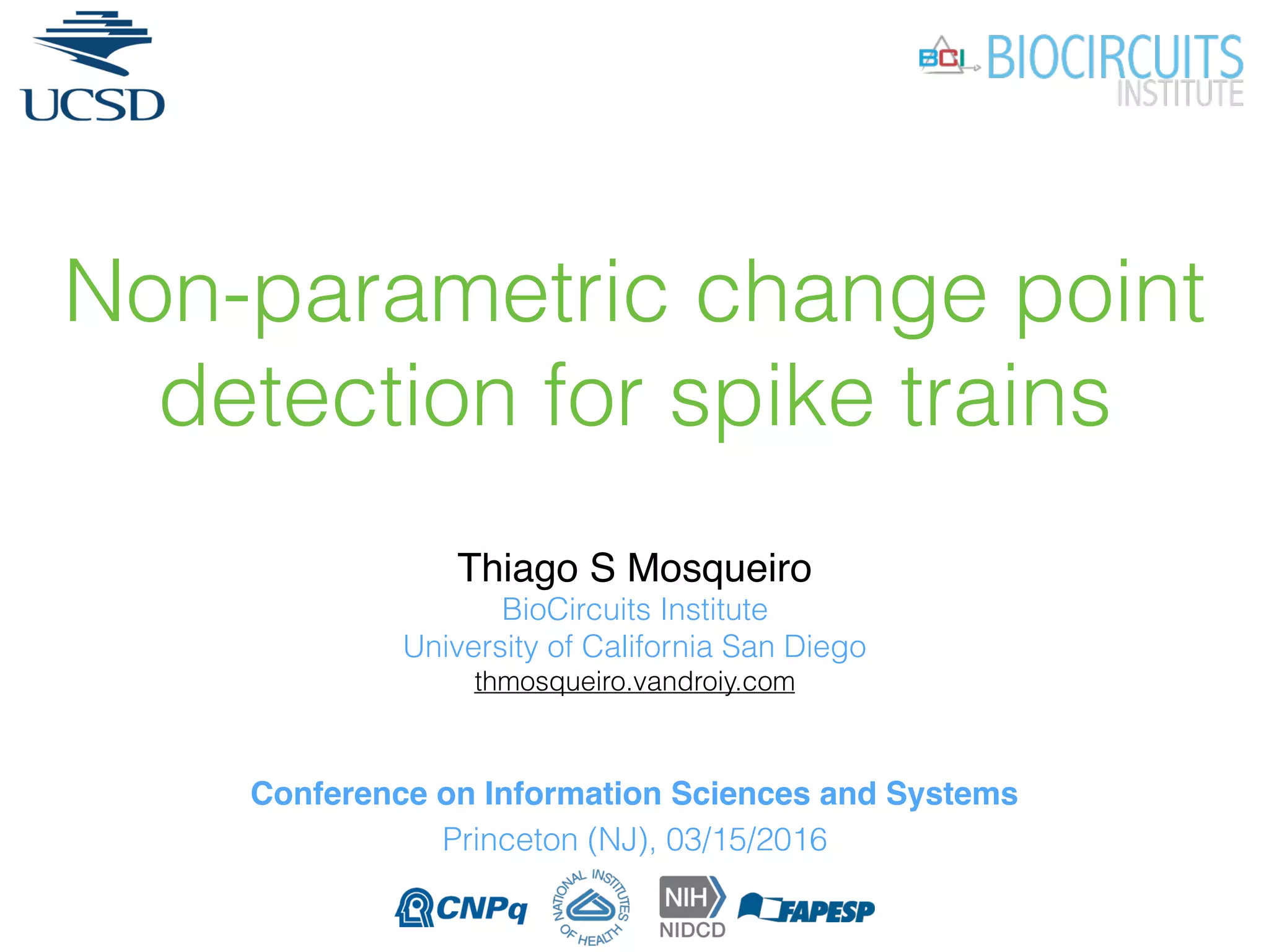 Non-parametric Change Point Detection for Spike Trains | PPT