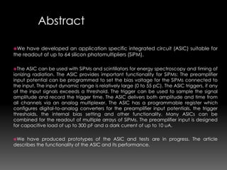 An ASIC for readout of SiPMs or MPPCs | PPT
