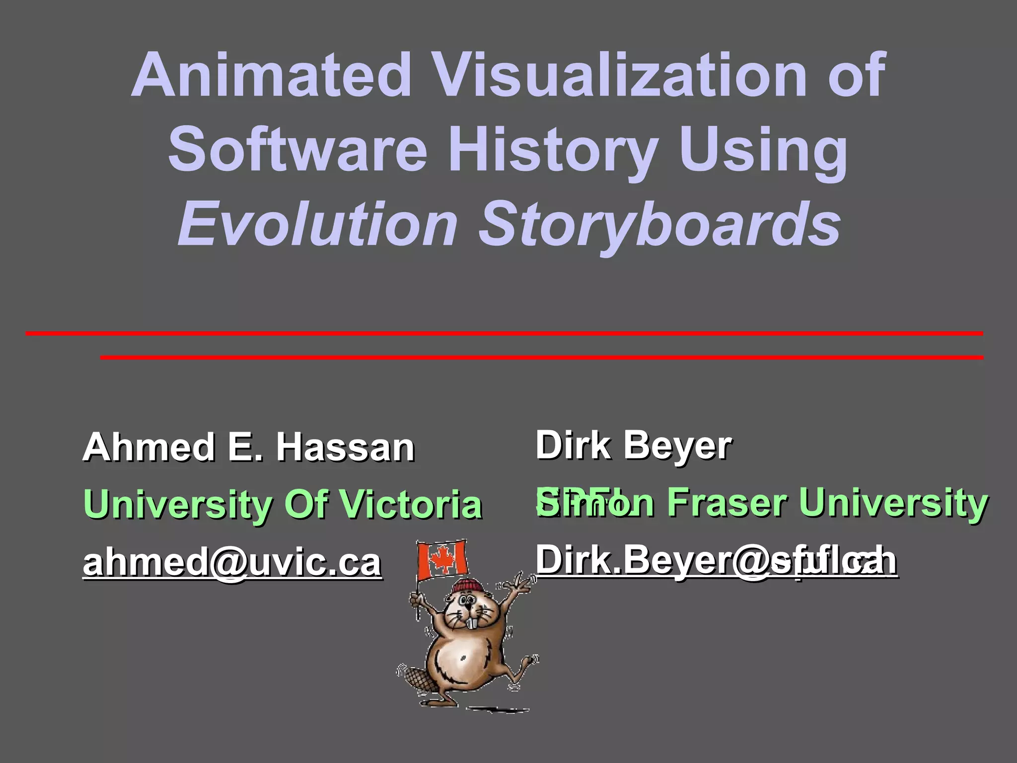 Animated Visualization Of Software History Using Software Evolution Storyboards Ppt