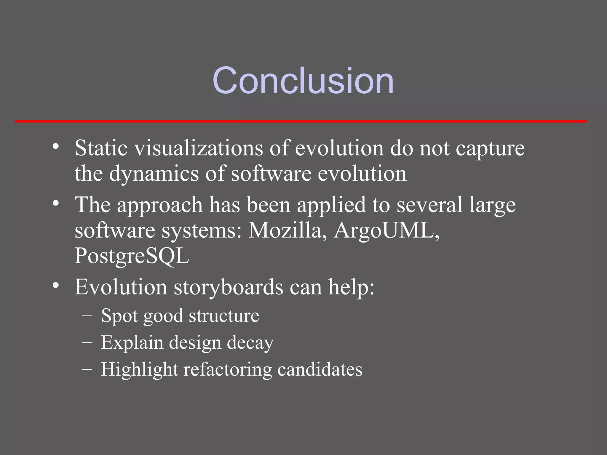 Animated Visualization Of Software History Using Software Evolution Storyboards Ppt