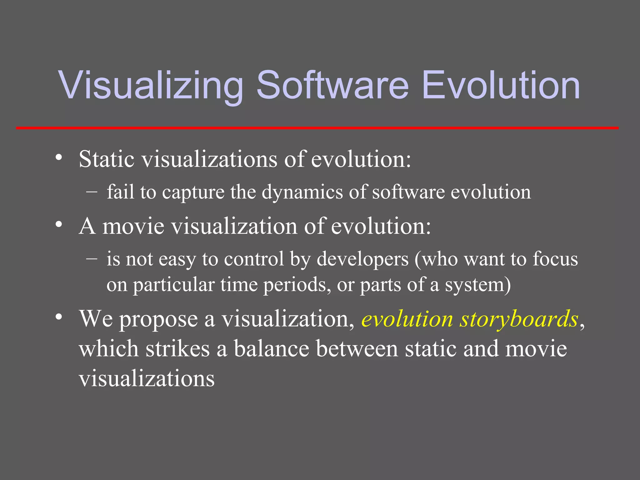 Animated Visualization Of Software History Using Software Evolution