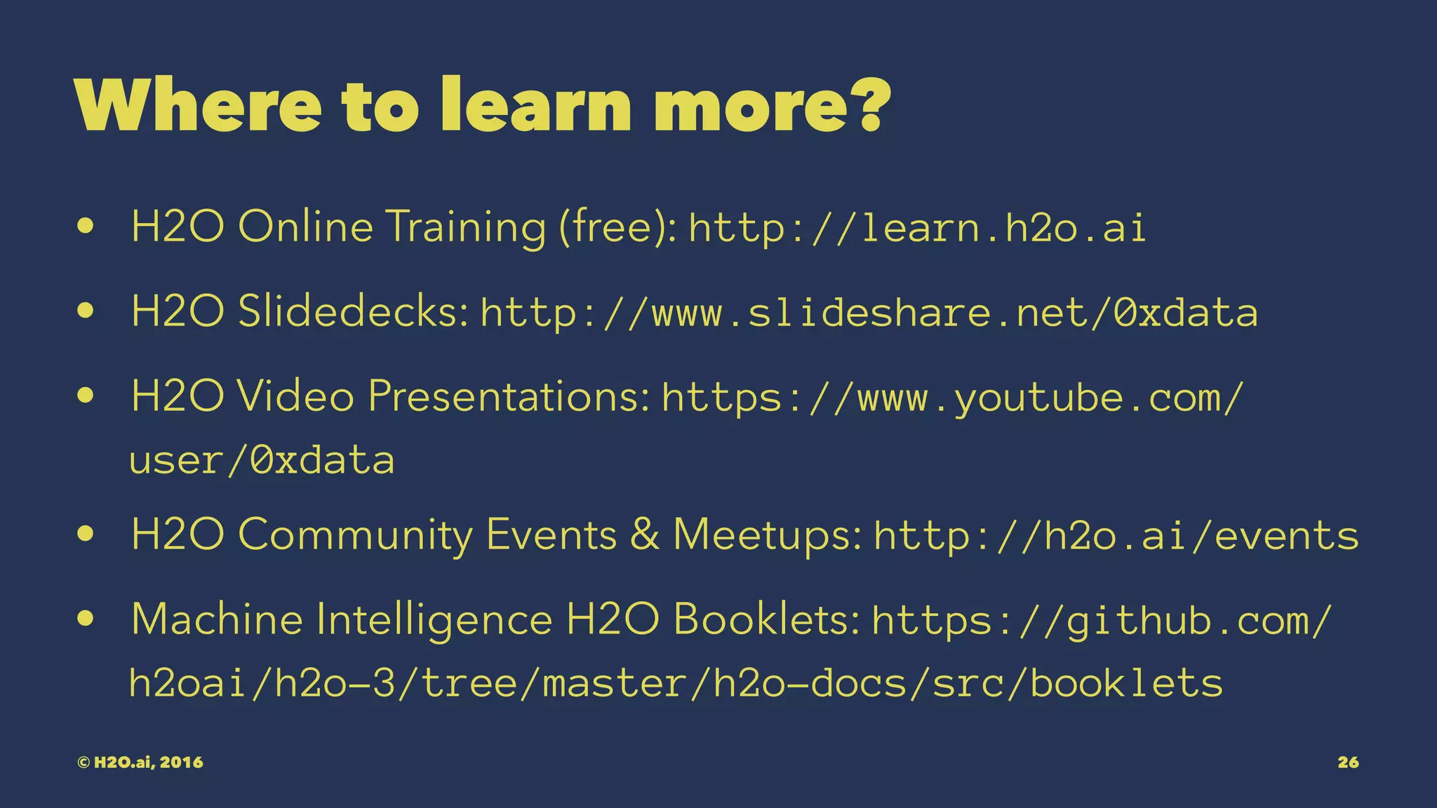 Intro to Machine Learning and H2O | PPT