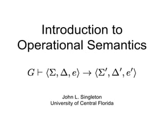 Introduction to Operational Semantics | PPT