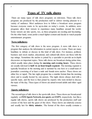 Talk shows | DOCX