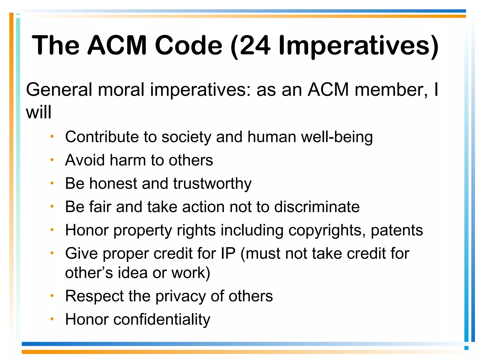 The Software Engineering Code and the ACM Code | PPT