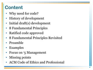 The Software Engineering Code and the ACM Code | PPT