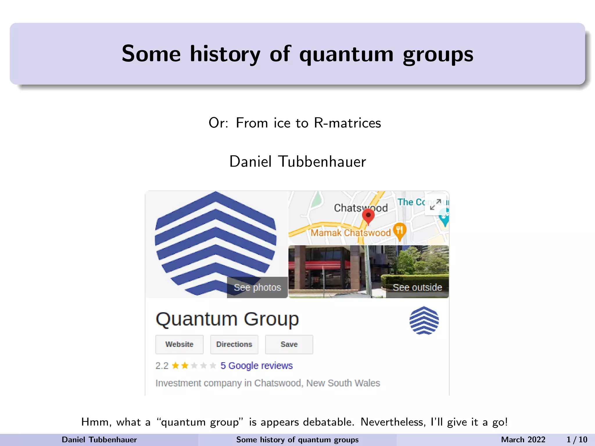 Some history of quantum groups | PPT