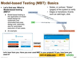 Experience and best practices from automated software testing in the ...
