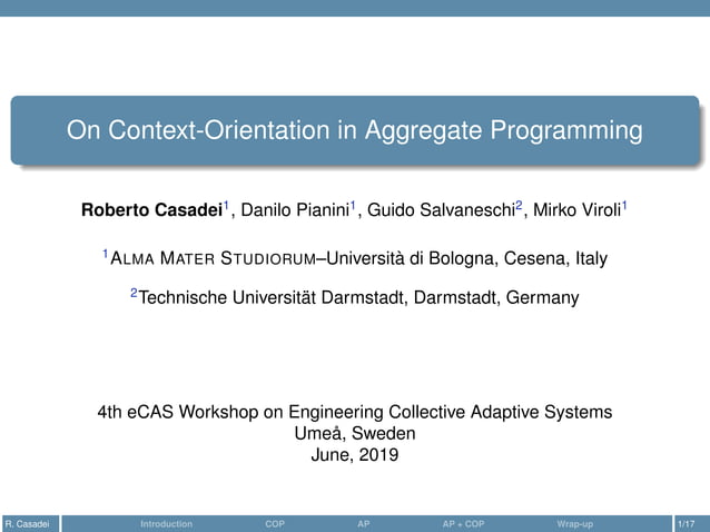 On Context-Orientation in Aggregate Programming | PPT | Free Download