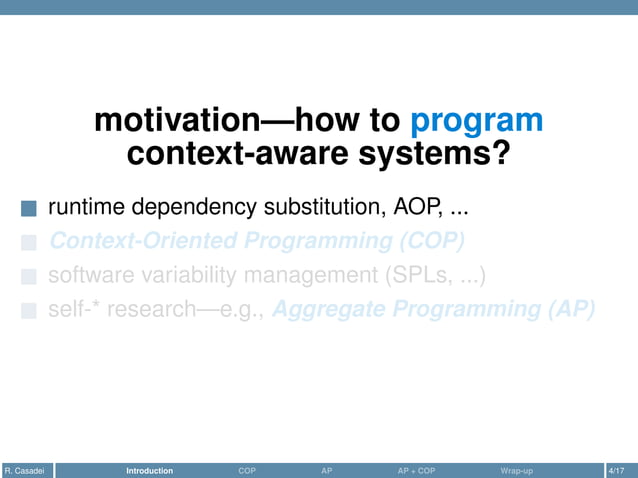 On Context Orientation In Aggregate Programming Ppt