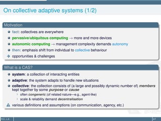 6th eCAS workshop on Engineering Collective Adaptive Systems | PPT