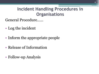 INCIDENT HANDLING IN ORGANISATIONS | PDF
