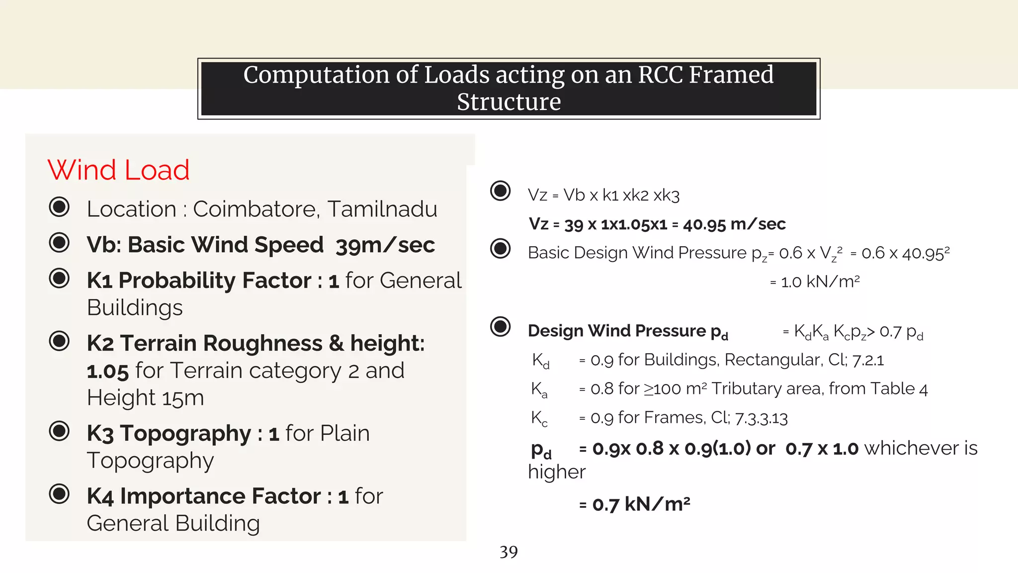 Computation of Loads on Buildings of Different Typologies | PPT
