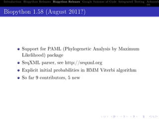 Talk6 biopython bosc2011 | PPT