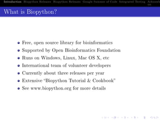 Talk6 biopython bosc2011 | PPT