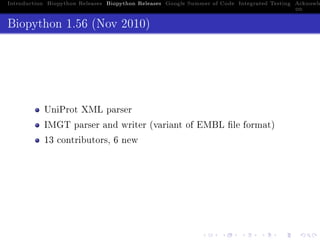 Talk6 biopython bosc2011 | PPT