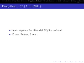 Talk6 biopython bosc2011 | PPT