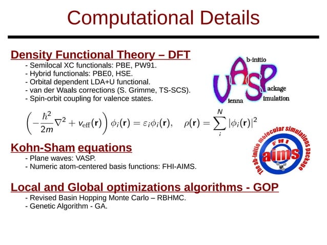 “Quantum Theory Calculations of Supported and Unsupported Transition ...
