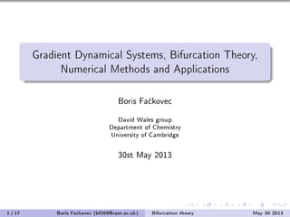 Gradient Dynamical Systems, Bifurcation Theory, Numerical Methods and Applications | PDF
