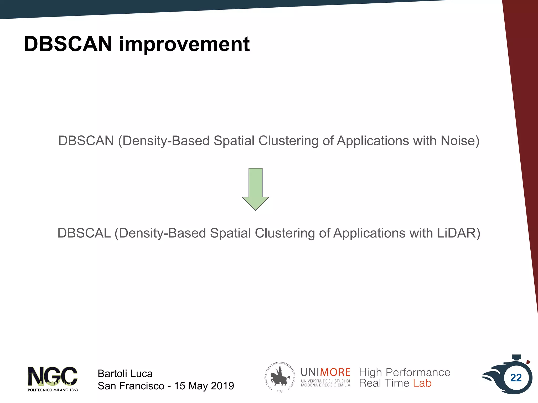 Optimized DBSCAN clustering for LiDAR Application - talk version | PDF