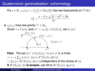 Quaternionic rigid meromorphic cocycles | PPT