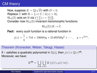 Quaternionic rigid meromorphic cocycles | PPT