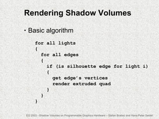 Shadow Volumes on Programmable Graphics Hardware | PPT