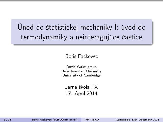 Introduction to statistical mechanics | PPT