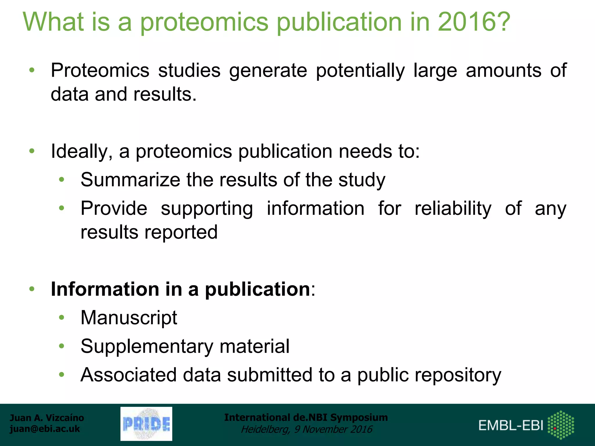 Proteomics public data resources: enabling "big data" analysis in proteomics | PPT