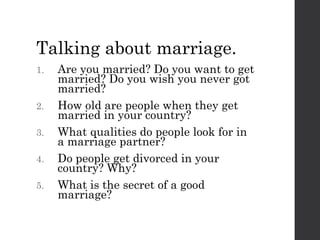 Talking about marriage | PPT