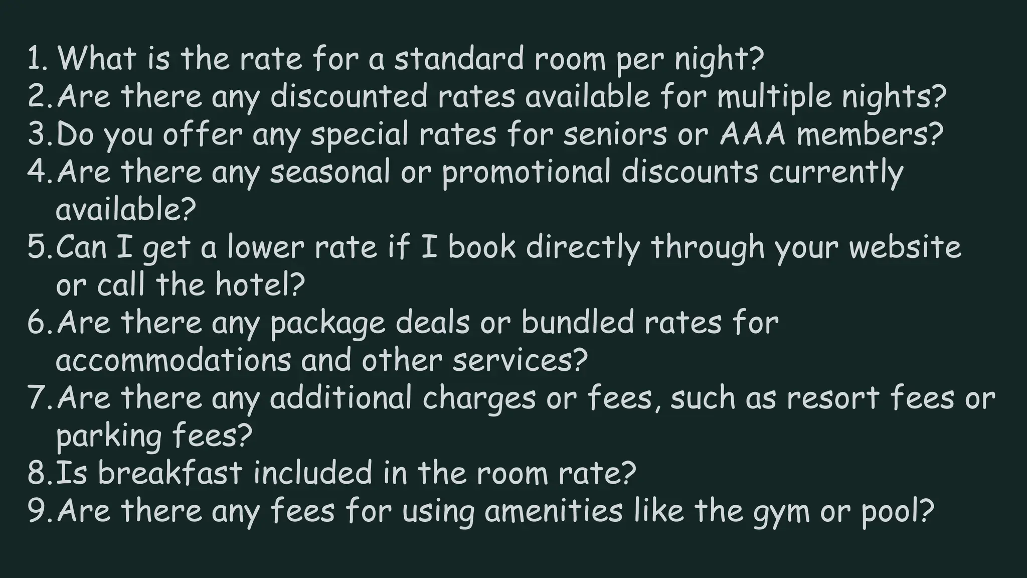 Talking about Room Rates in English.pptx | Hotels and Motels | Travel Type
