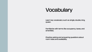 Talking about Room Rates in English.pptx | Hotels and Motels | Travel Type