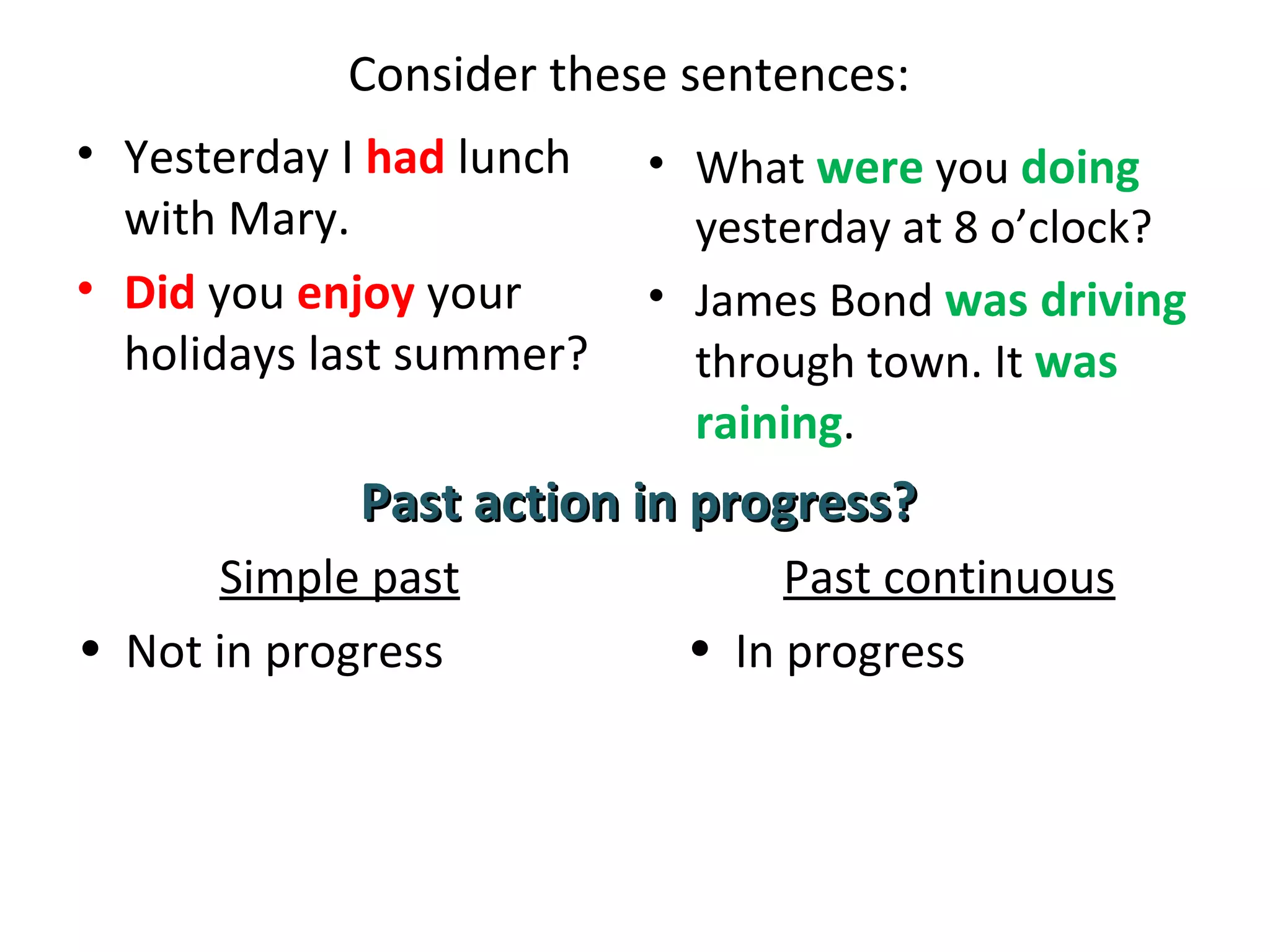 Talking about the Past Explanation | PPT