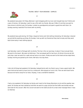 Talking about your weekend | PDF