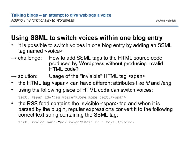 Talking blogs – an attempt to give weblogs a voice | PPT