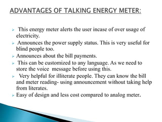 Talking energy meter based on microcontroller ppt | PPTX