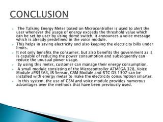 Talking energy meter based on microcontroller ppt | PPT
