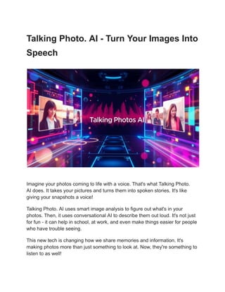 Talking Photo. AI - Turn Your Images Into Speech | PDF