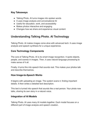 Talking Photo. AI - Turn Your Images Into Speech | PDF