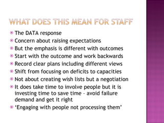 Talking points personal outcomes approach | PPT